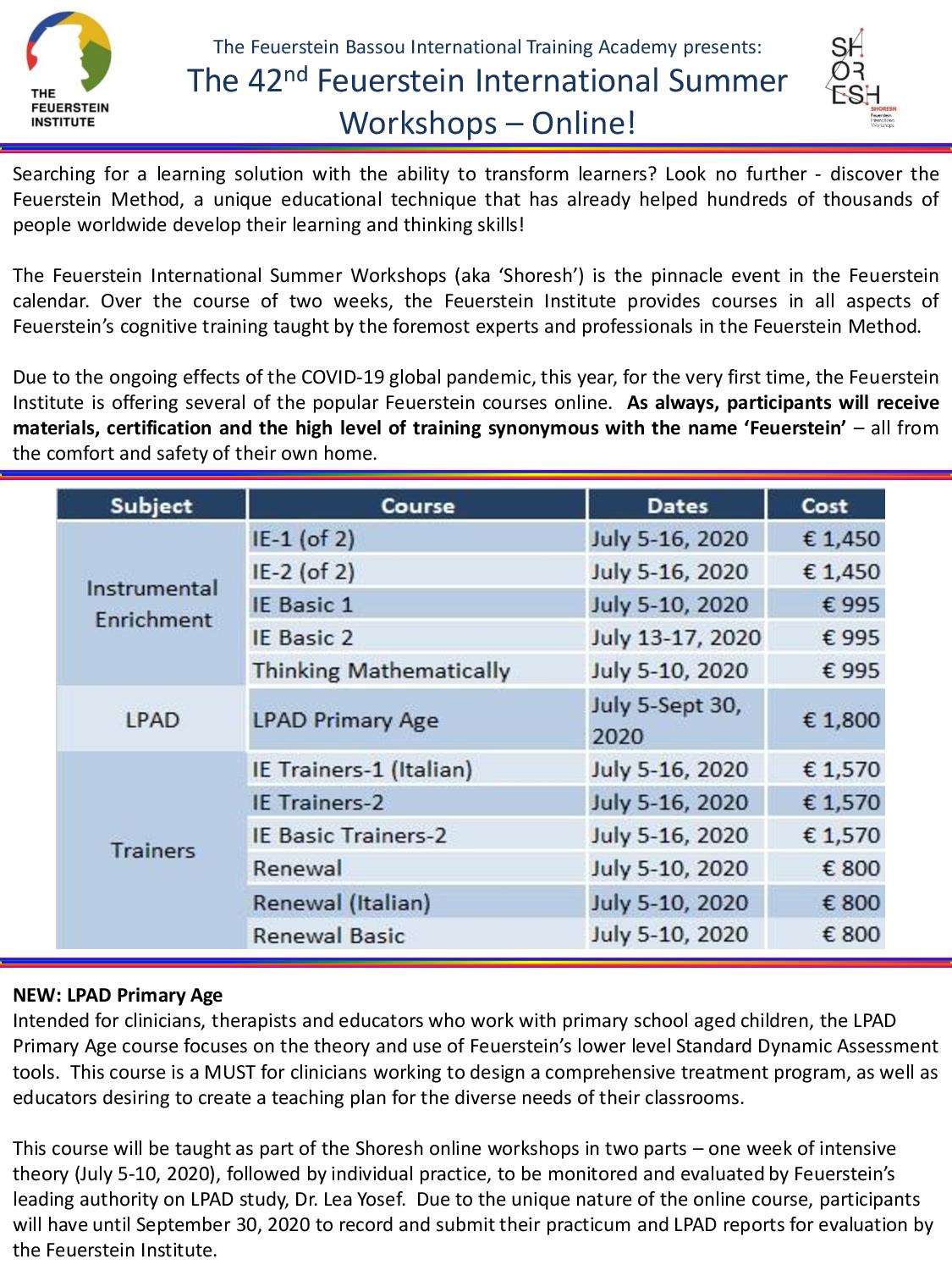 Shoresh Online | The Feuerstein Institute